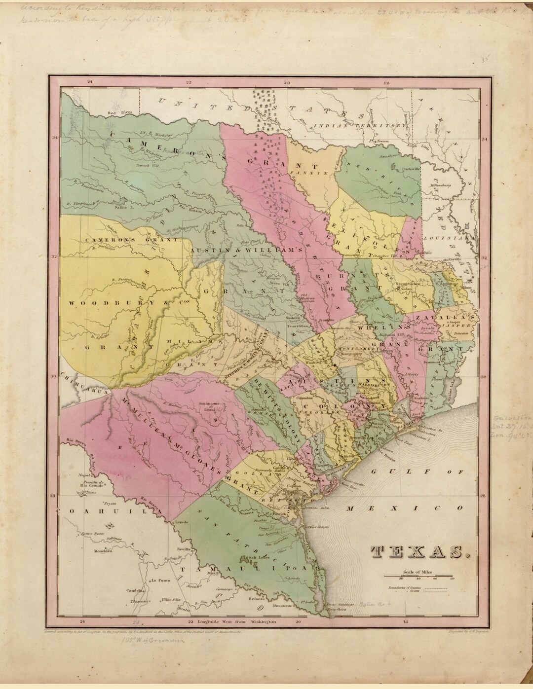 Vintage Texas Map: 1844 US State Map Print (digital Download)-great for ...