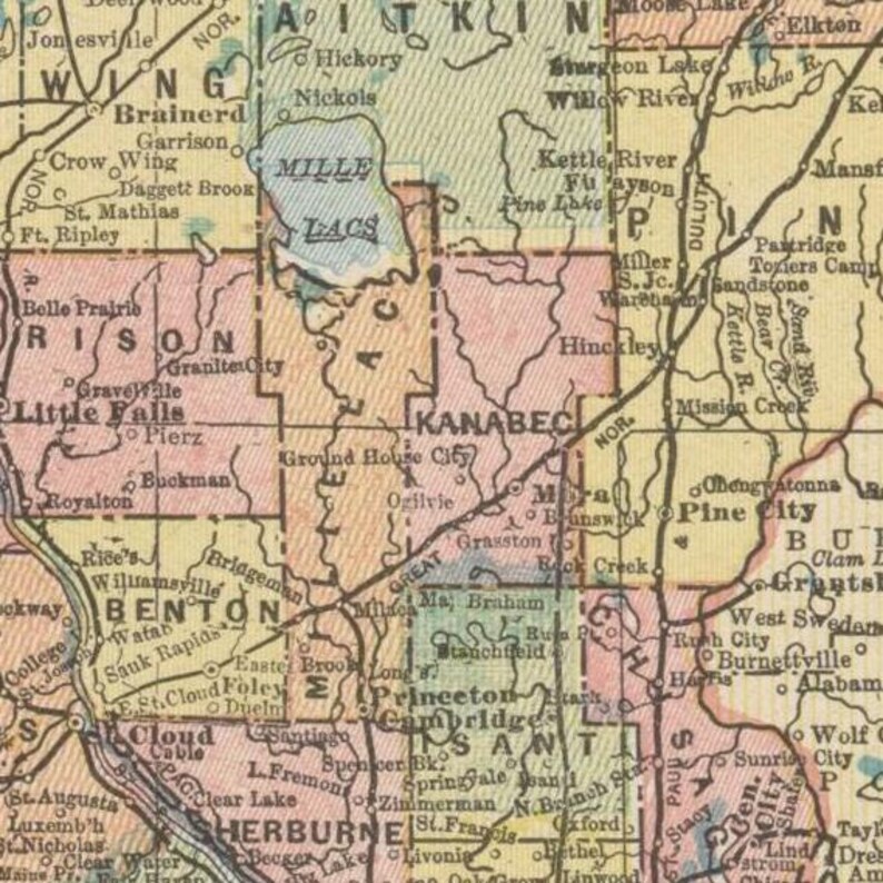 Vintage Minnesota Map: 1800s US State Map Print (digital Download)- DIY ...