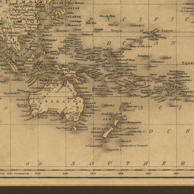 Vintage Historical World Map - 1840 Mercator's World Map Print (digital ...