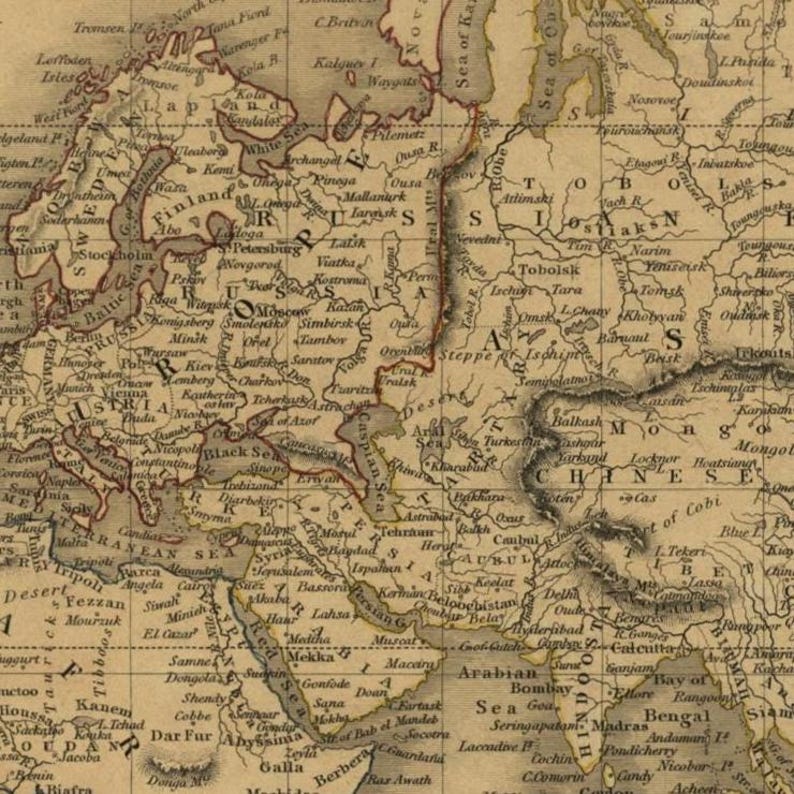 Vintage Historical World Map - 1840 Mercator's World Map Print (digital ...