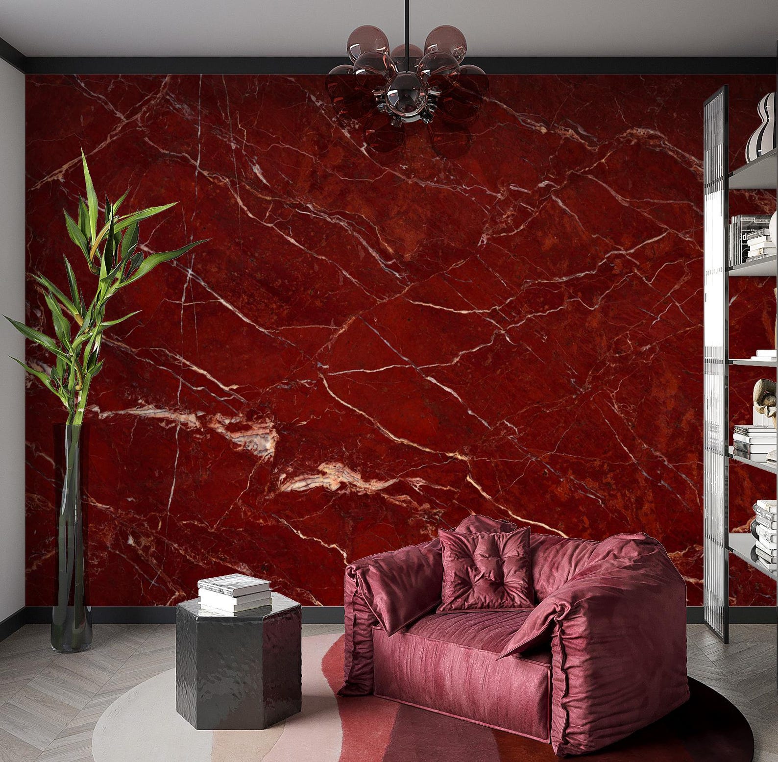 Red Ink Art Wallpaper, Peel and Stick Marble Wallpaper, Removable ...