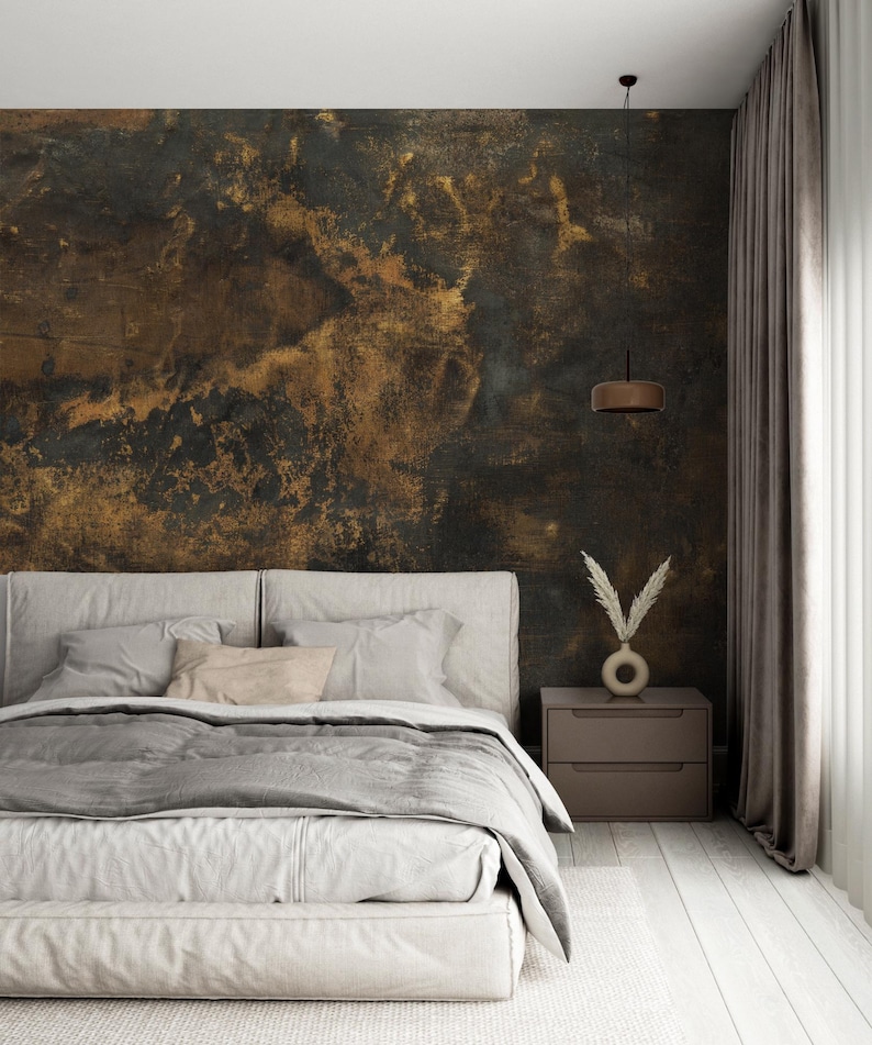 Venetian Bronze Stucco Wallpaper, Modern Abstract Art Texture Wallpaper ...
