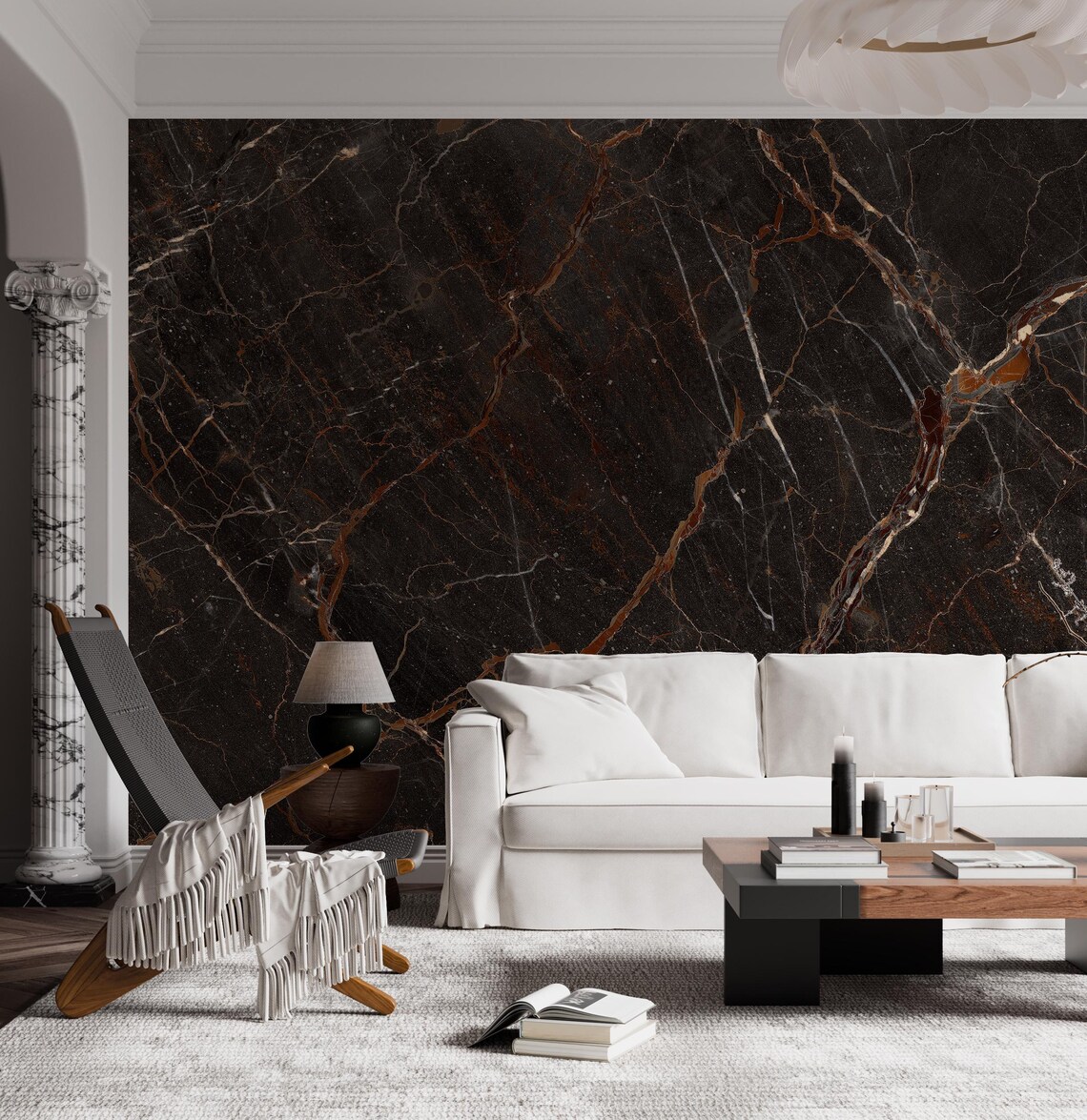 Dark Brown Marble Wallpaper, Brown Rusty Concrete Wallpaper, Peel and ...