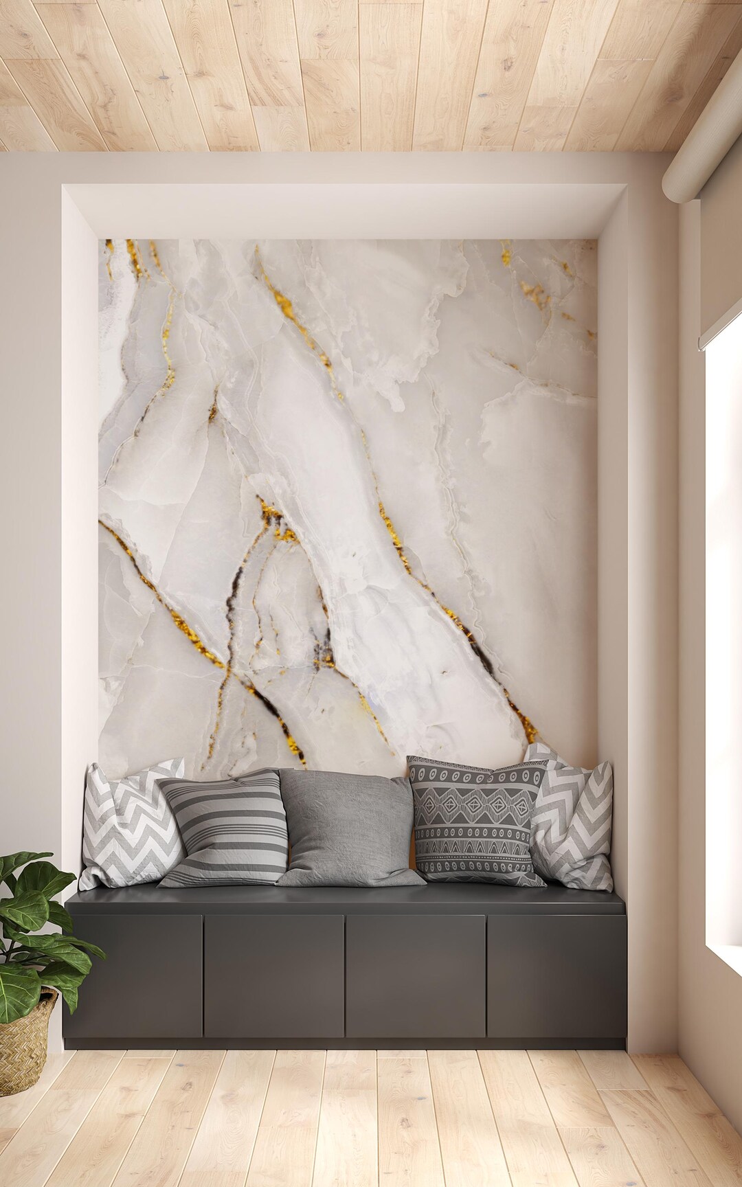 White and Grey Alcohol Ink Wall Mural, Peel and Stick Wallpaper ...