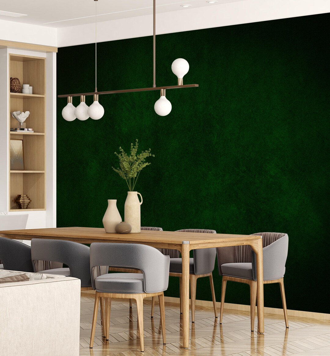 Green Emerald Wallpaper, Hand Painted Wallpaper, Textured Walls ...