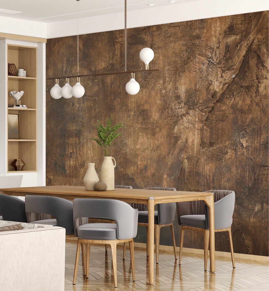 Venetian Bronze Stucco Wallpaper, Modern Industrial Peel and Stick ...