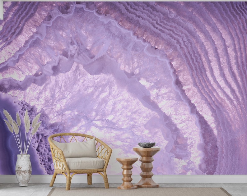 Purple Lines Wall Mural Wallpaper Peel and Stick Marble Wall Print ...