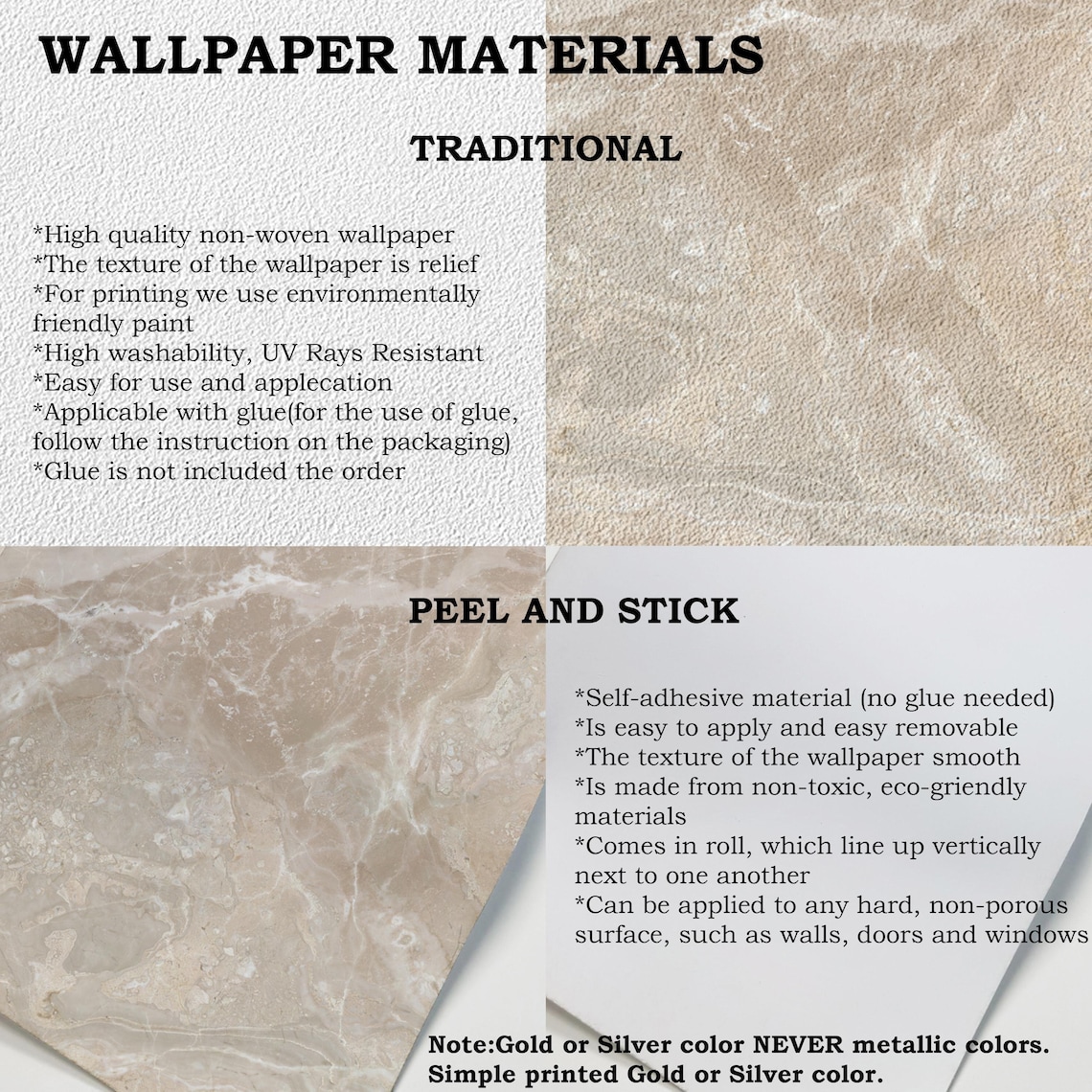 Venetian Bronze Stucco Wallpaper, Modern Industrial Peel and Stick ...