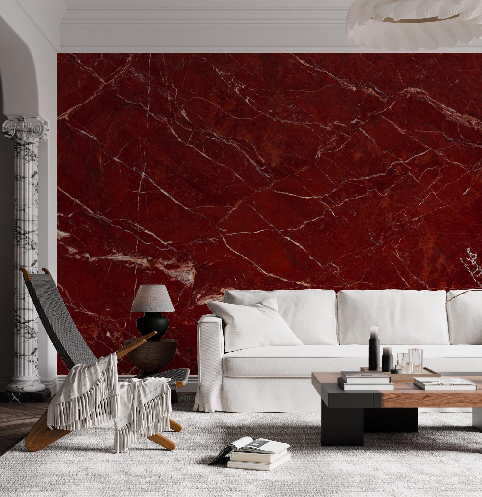Red Ink Art Wallpaper, Peel and Stick Marble Wallpaper, Removable ...