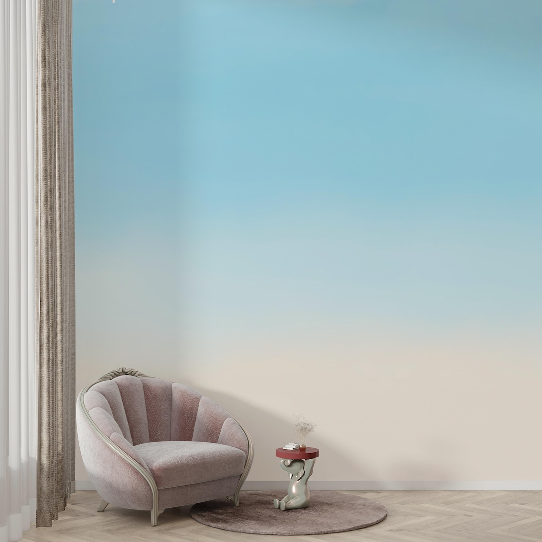 Blue Gradient Ombre Wallpaper, Peel and Stick Wall Mural, Peel and Stick, Traditional Wallpaper ...