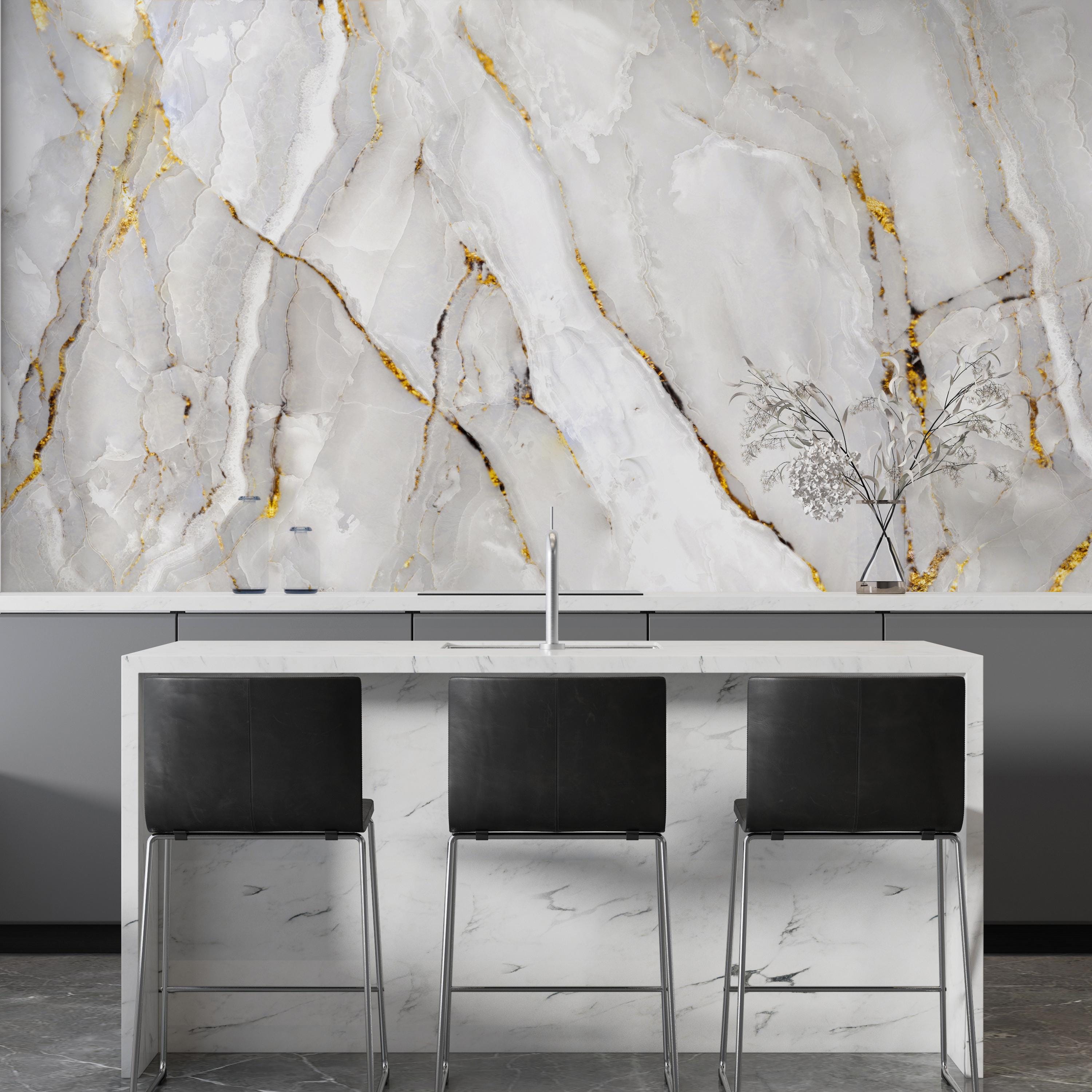 White and Grey Alcohol Ink Wall Mural, Peel and Stick Wallpaper ...