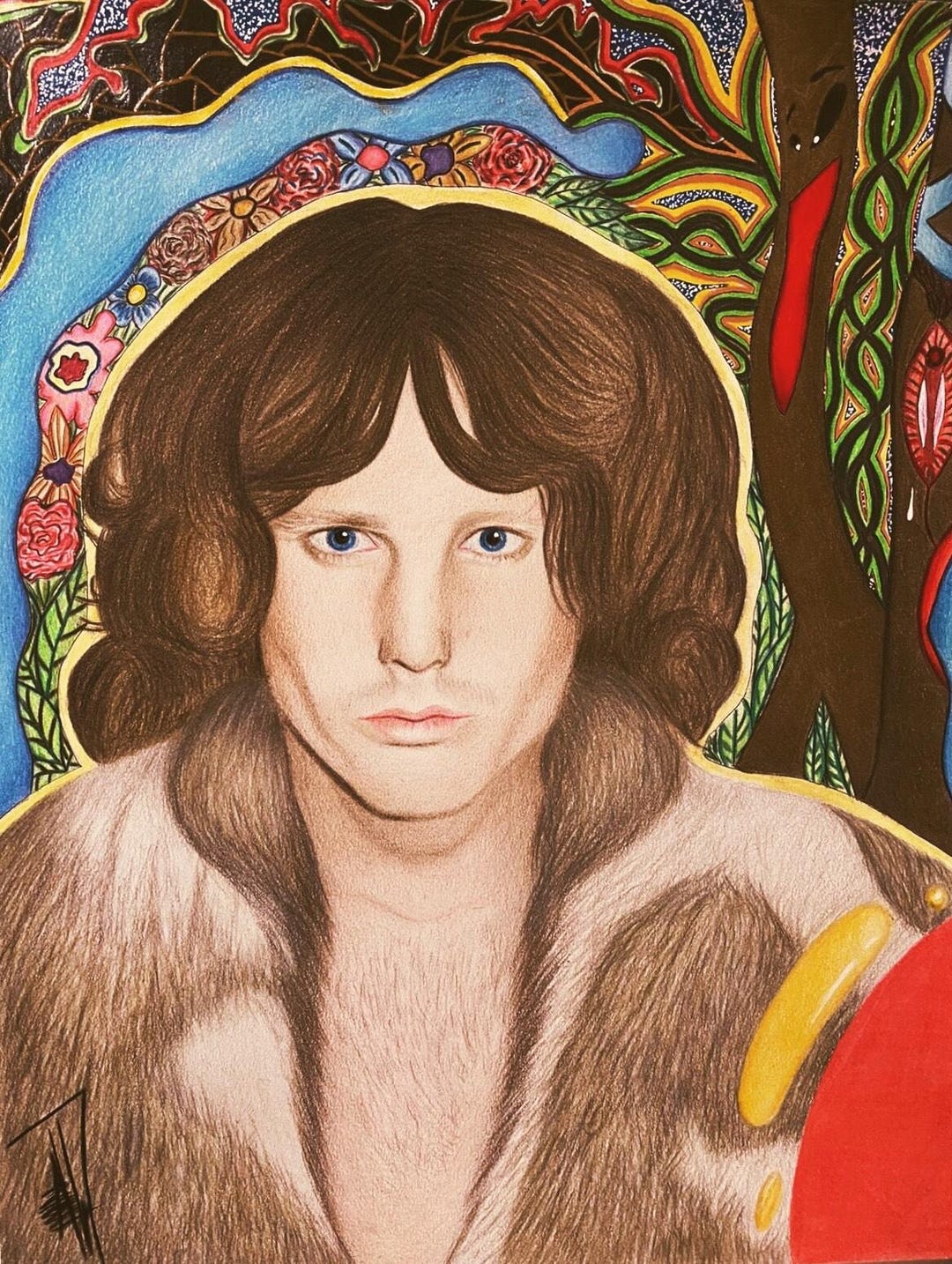 Jim Morrison THE DOORS | Original Colored Pencil Portrait, Framed ...
