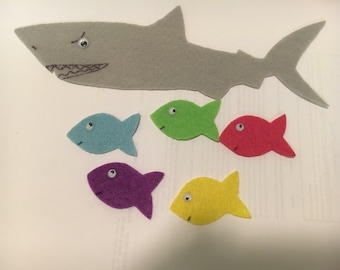 Five Little Fish Felt Story Set / 5 Little Fish Teasing Mr Shark ...