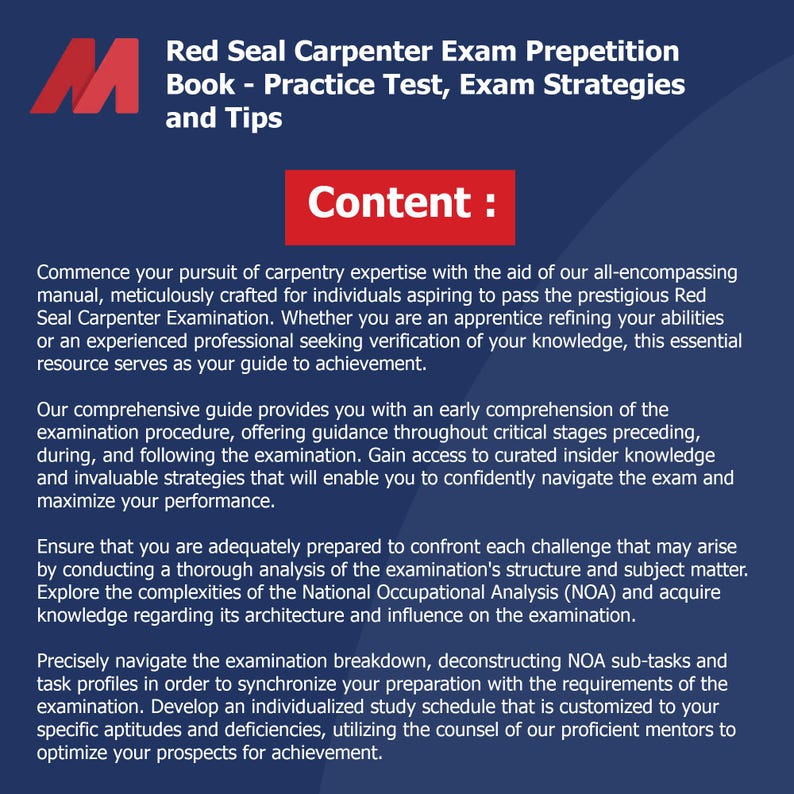 Red Seal Carpenter Exam Prepetition Book - Practice Test, Exam ...