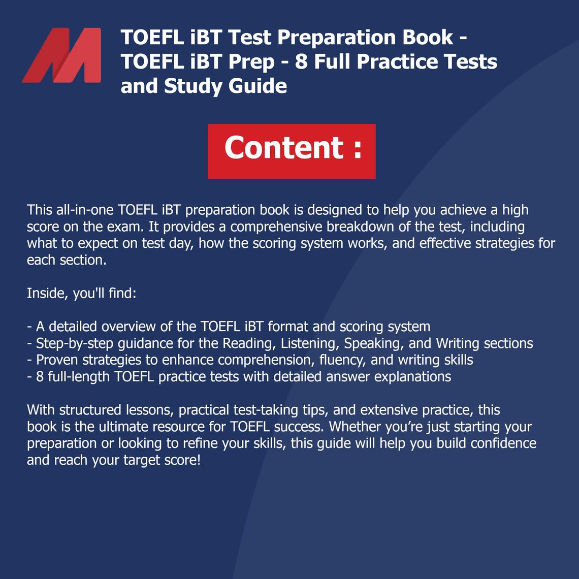 TOEFL Ibt Test Preparation Book - TOEFL Ibt Prep - 8 Full Practice ...