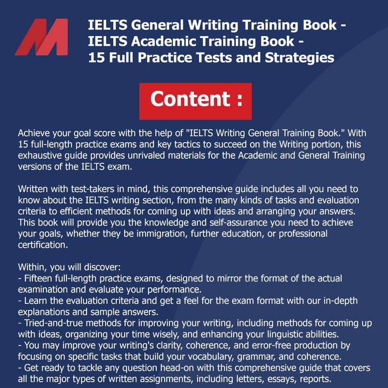 IELTS General Writing Training Book - IELTS Academic Training Book - 15 ...