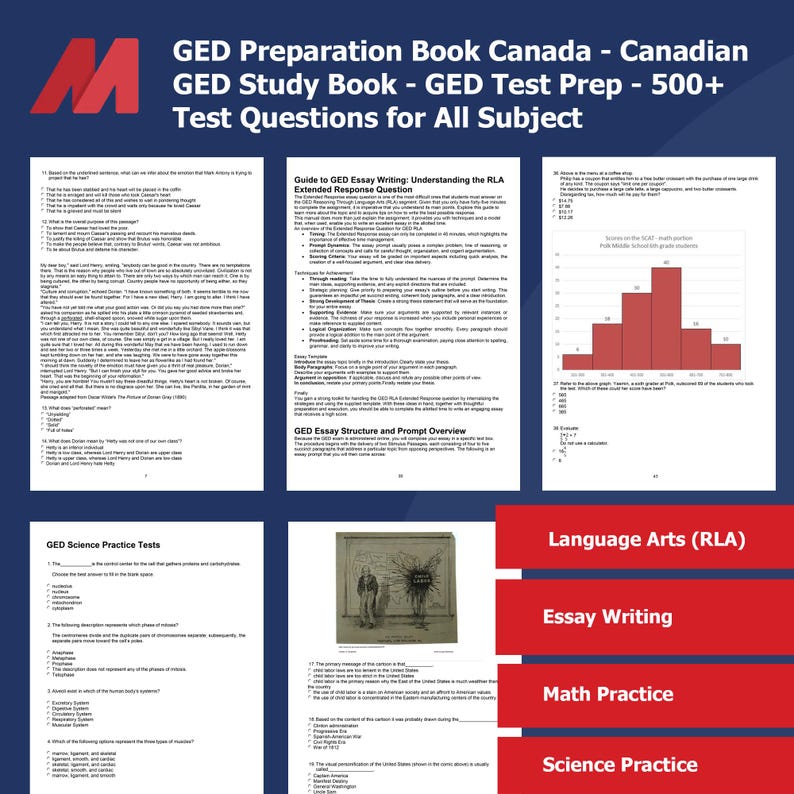 GED Preparation Book - GED Study Book - GED Test Prep - 500+ Test ...