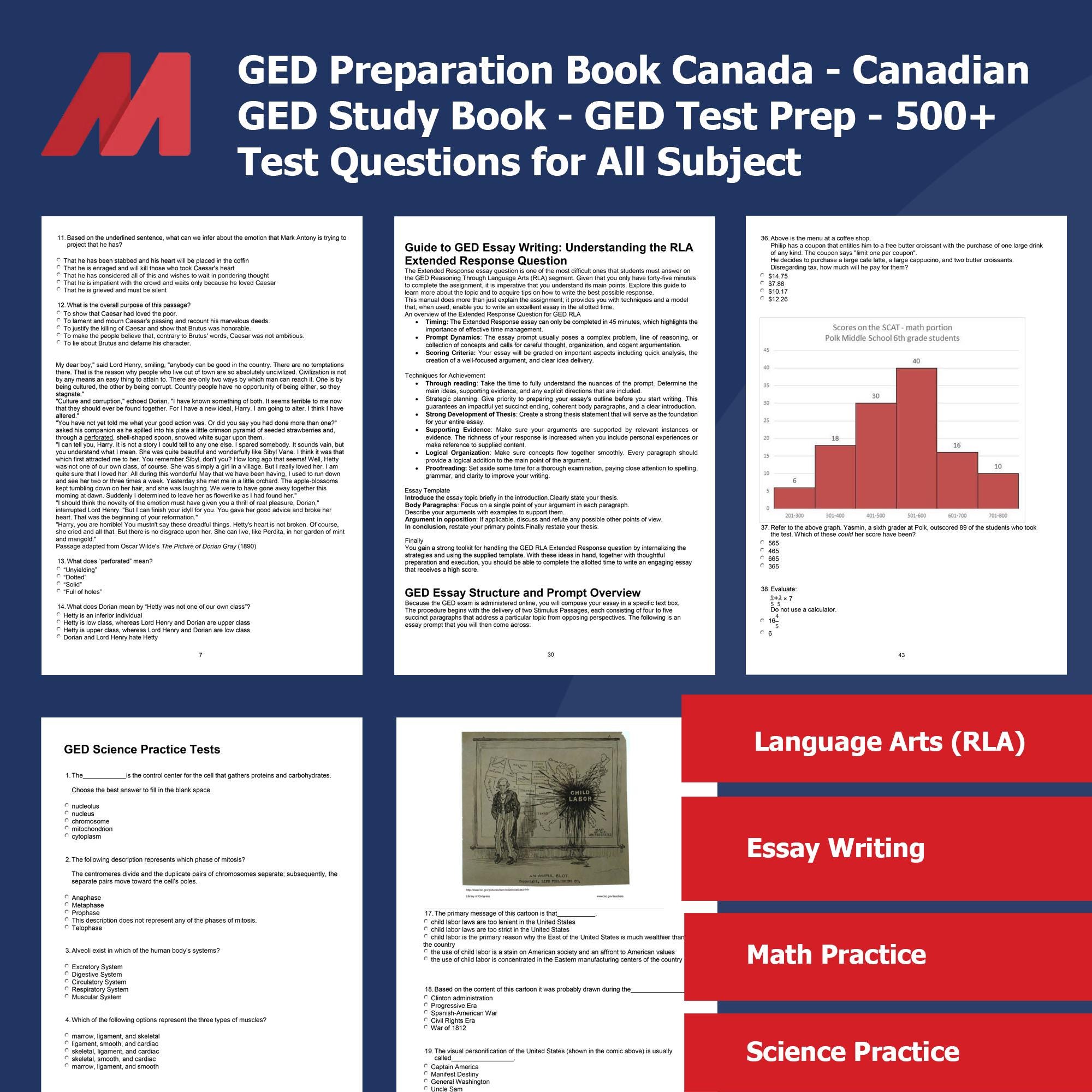 GED Preparation Book - GED Study Book - GED Test Prep - 500+ Test ...