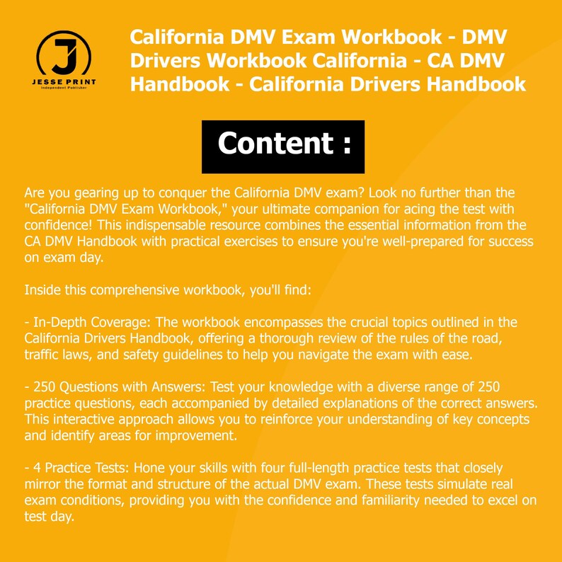 California DMV Exam Workbook - DMV Drivers Workbook California - Ca DMV ...