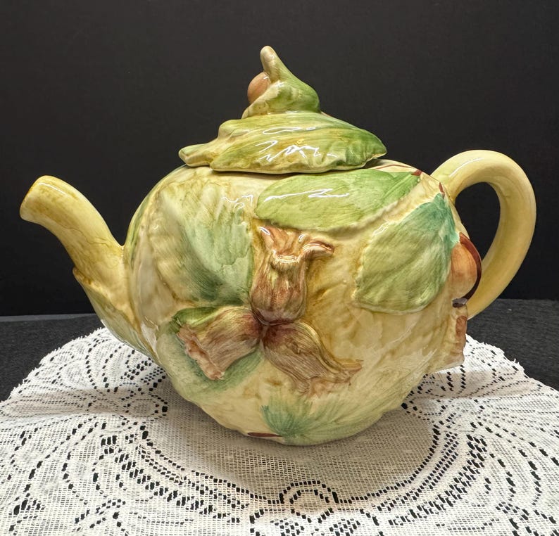 Majolica Made in Italy Hazelnut Design Teapot - Etsy