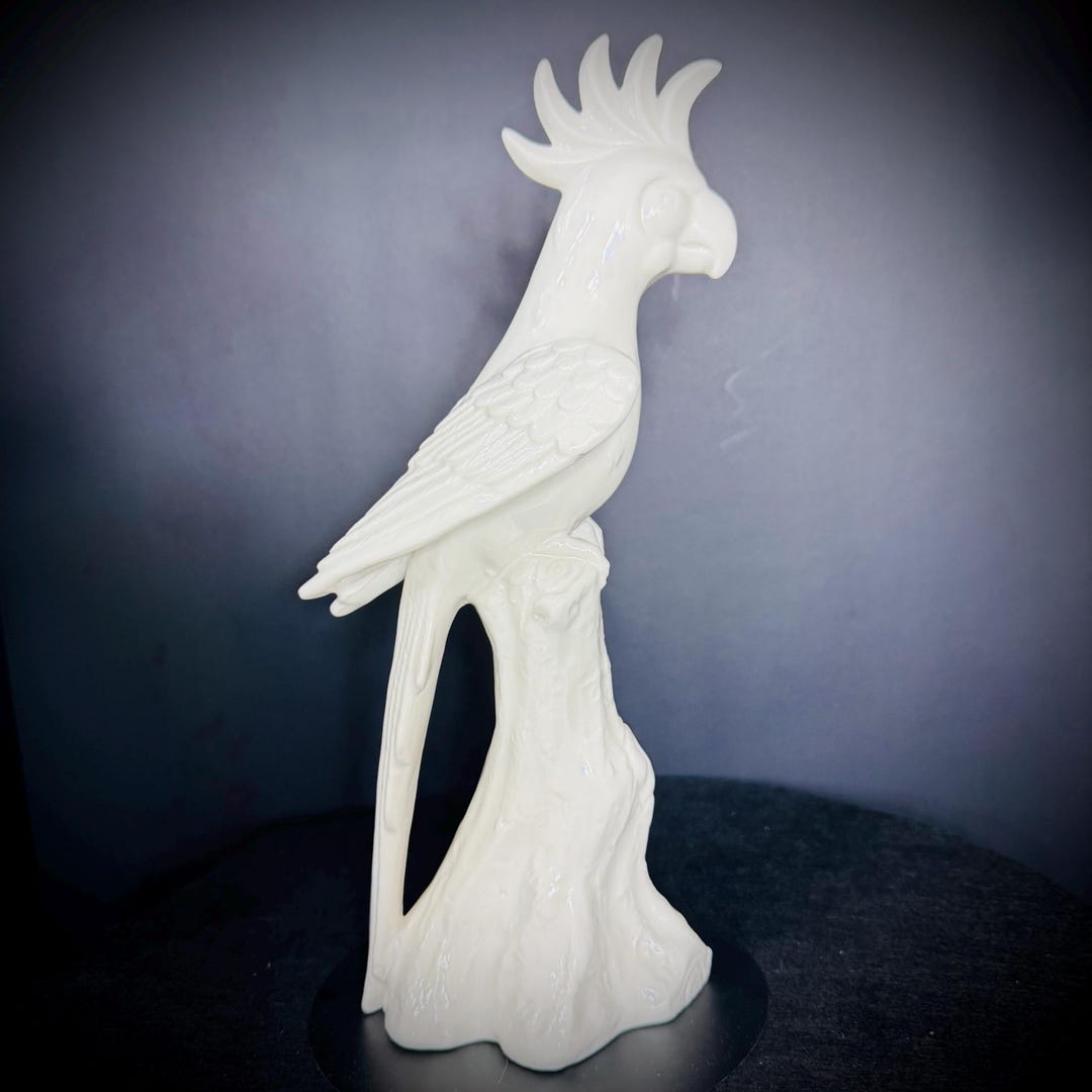 12" White Porcelain Cockatoo Figurine - Etsy