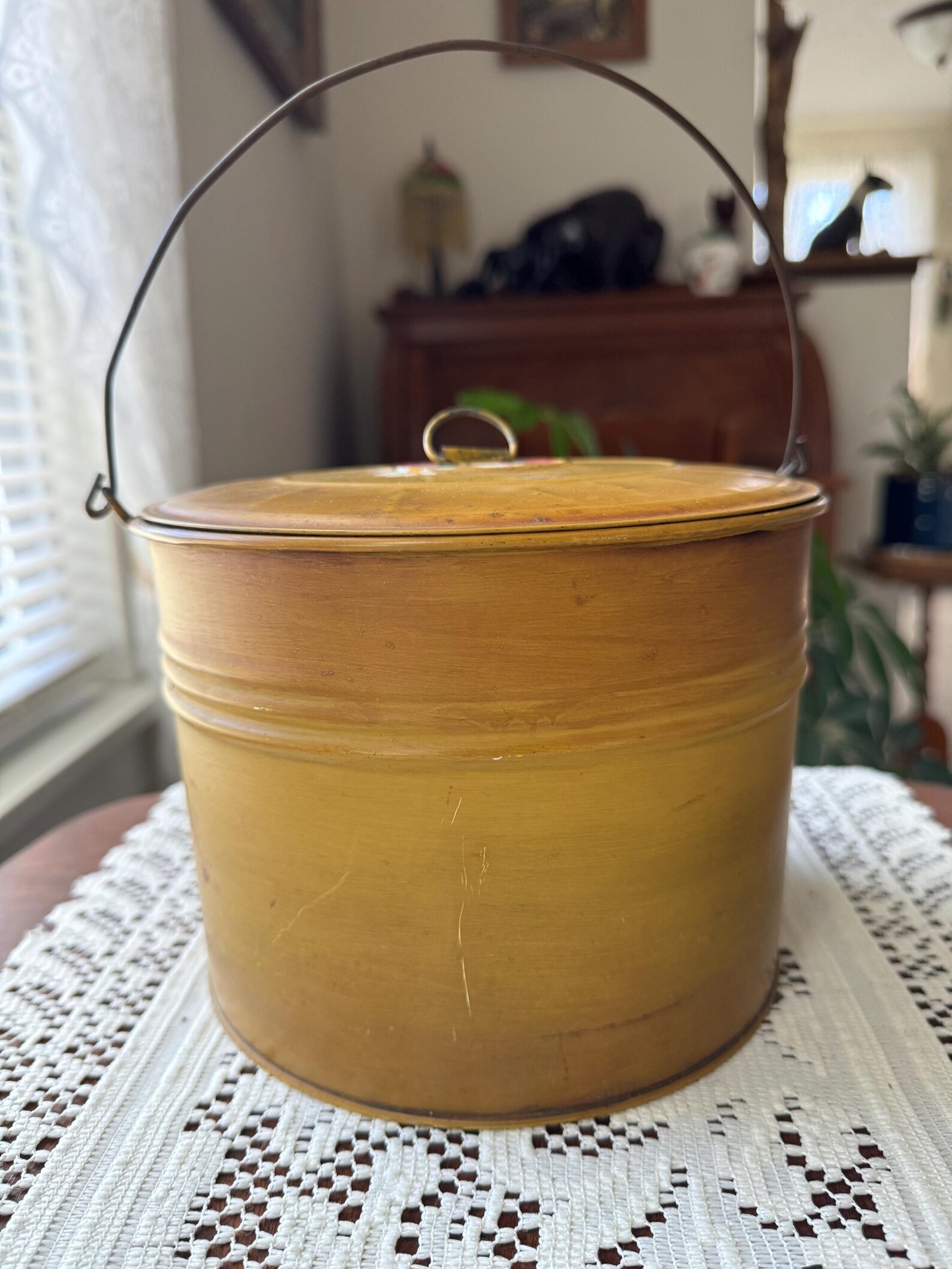 Vintage Toll Hand Painted Tin Pail With Lid - Etsy