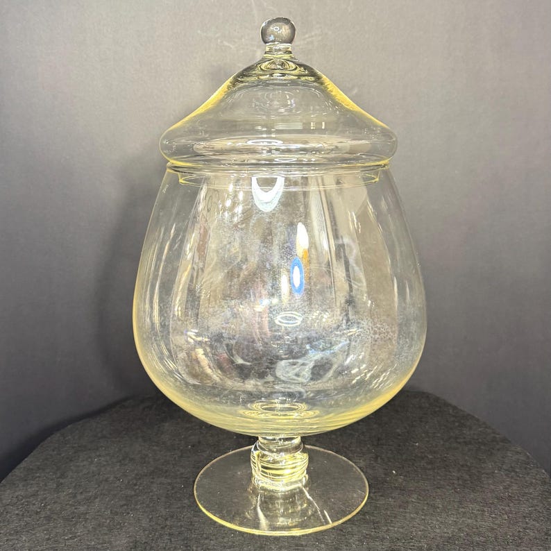 13" Tall Mid Atlantic Glass Co. Gold Tinted Blown Glass Lidded ...