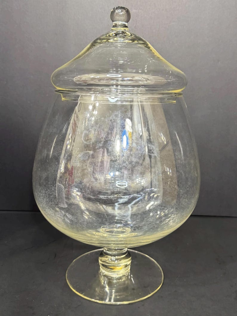 13" Tall Mid Atlantic Glass Co. Gold Tinted Blown Glass Lidded ...