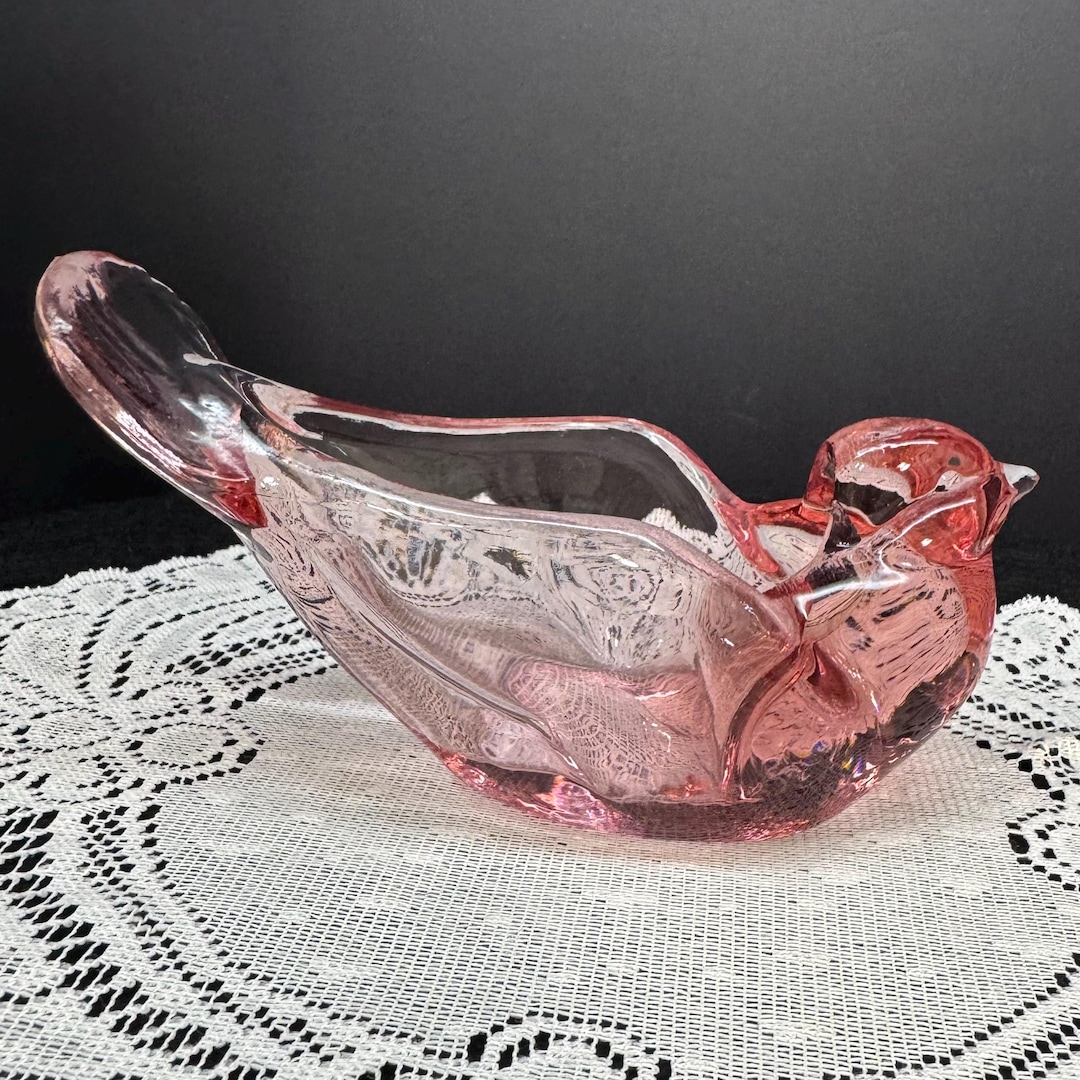 1980's Fenton Art Glass Co., Pink Glass Bird Votive Holder - Etsy