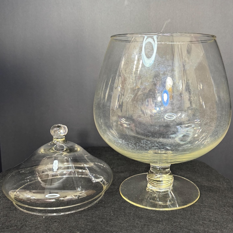 13" Tall Mid Atlantic Glass Co. Gold Tinted Blown Glass Lidded ...