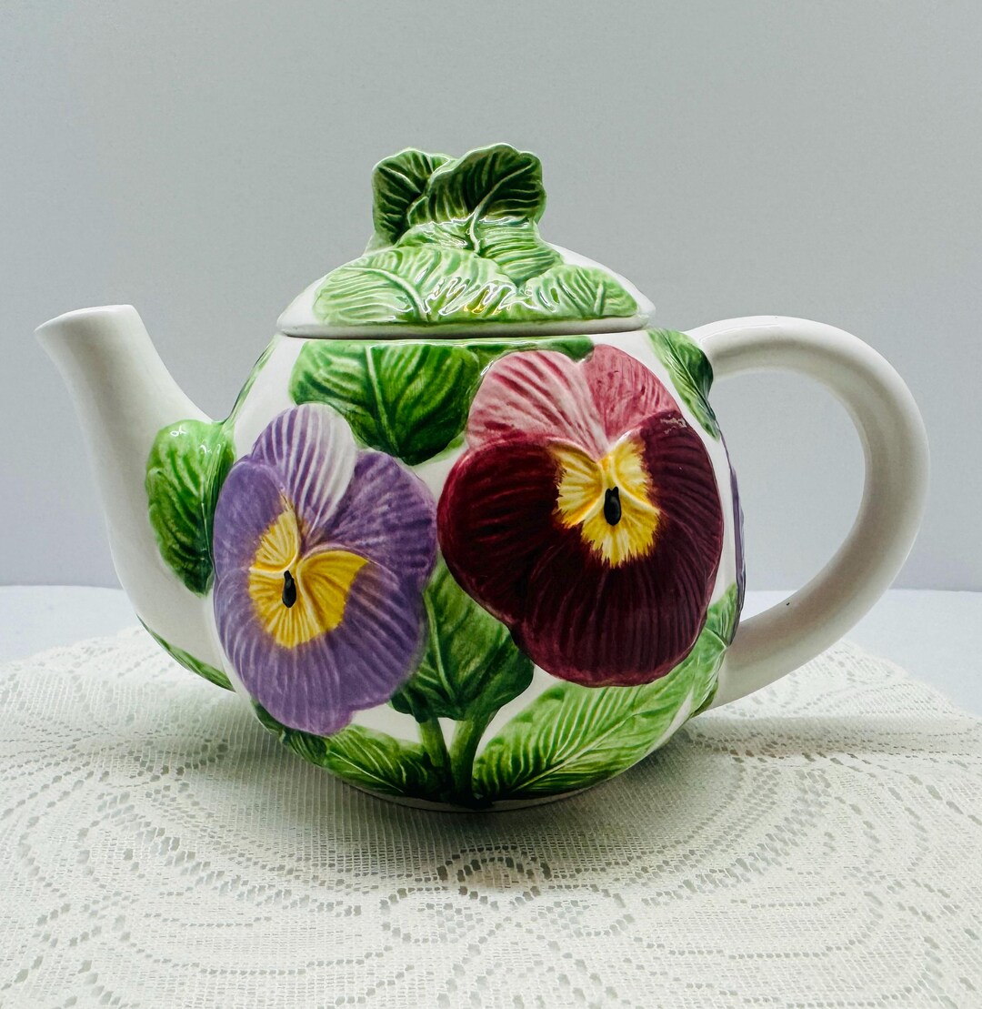 Pacific Rim Ceramic Pansy Teapot - Etsy
