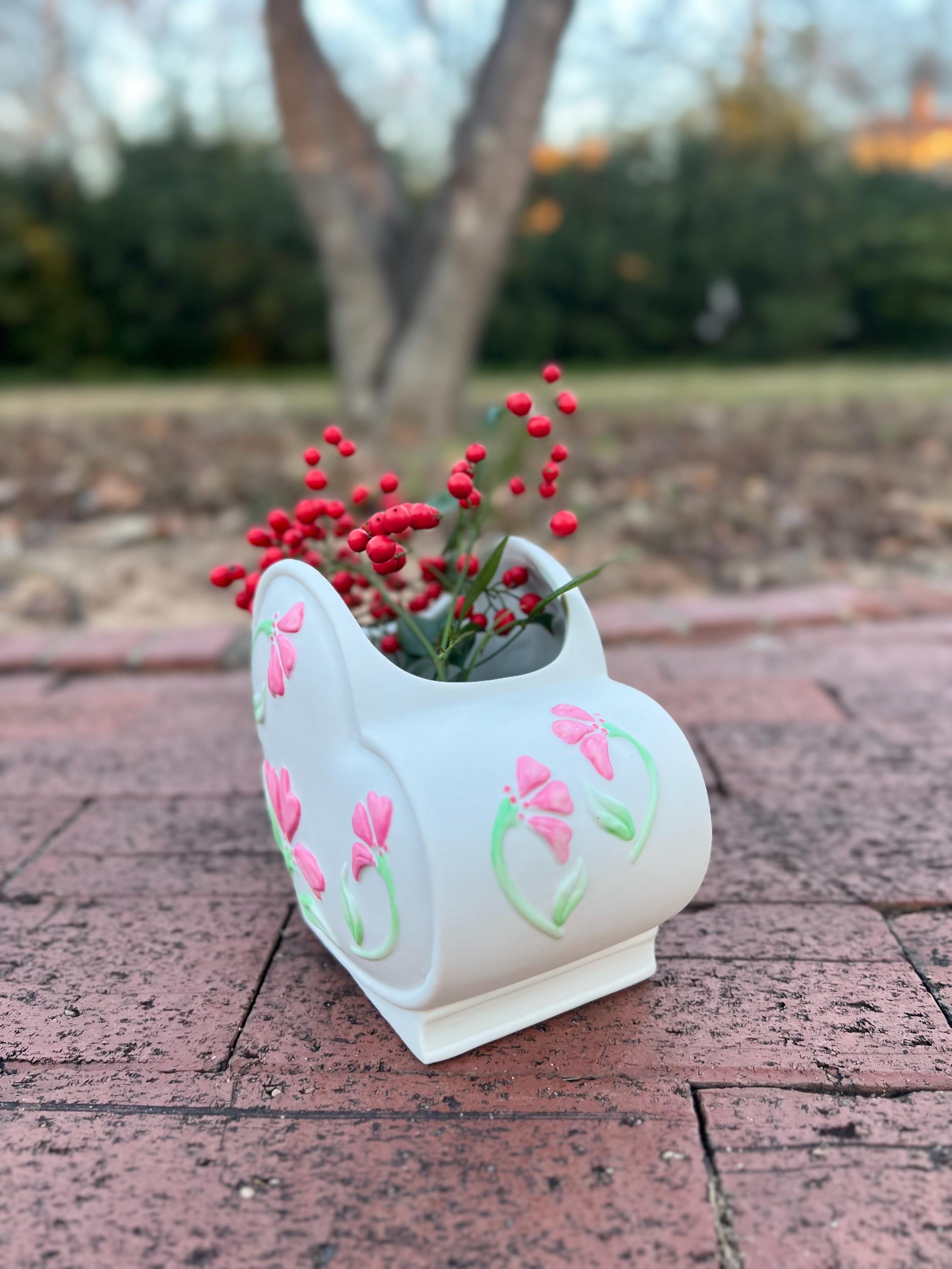 Vintage Heart-shaped Planter - 1991 FTD - Pink Floral Design ...