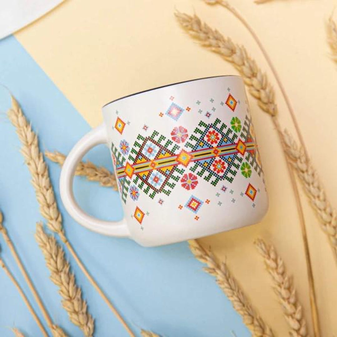 Cup Vyshyvanka in Ukrainian Style Patriotic Souvenirs Ceramic Mug 300 ...