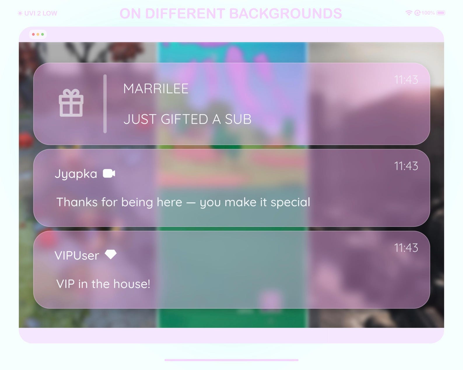Pastel Glass Twitch Chat Widget: Y2k Dreamy Overlay With Custom Alerts ...