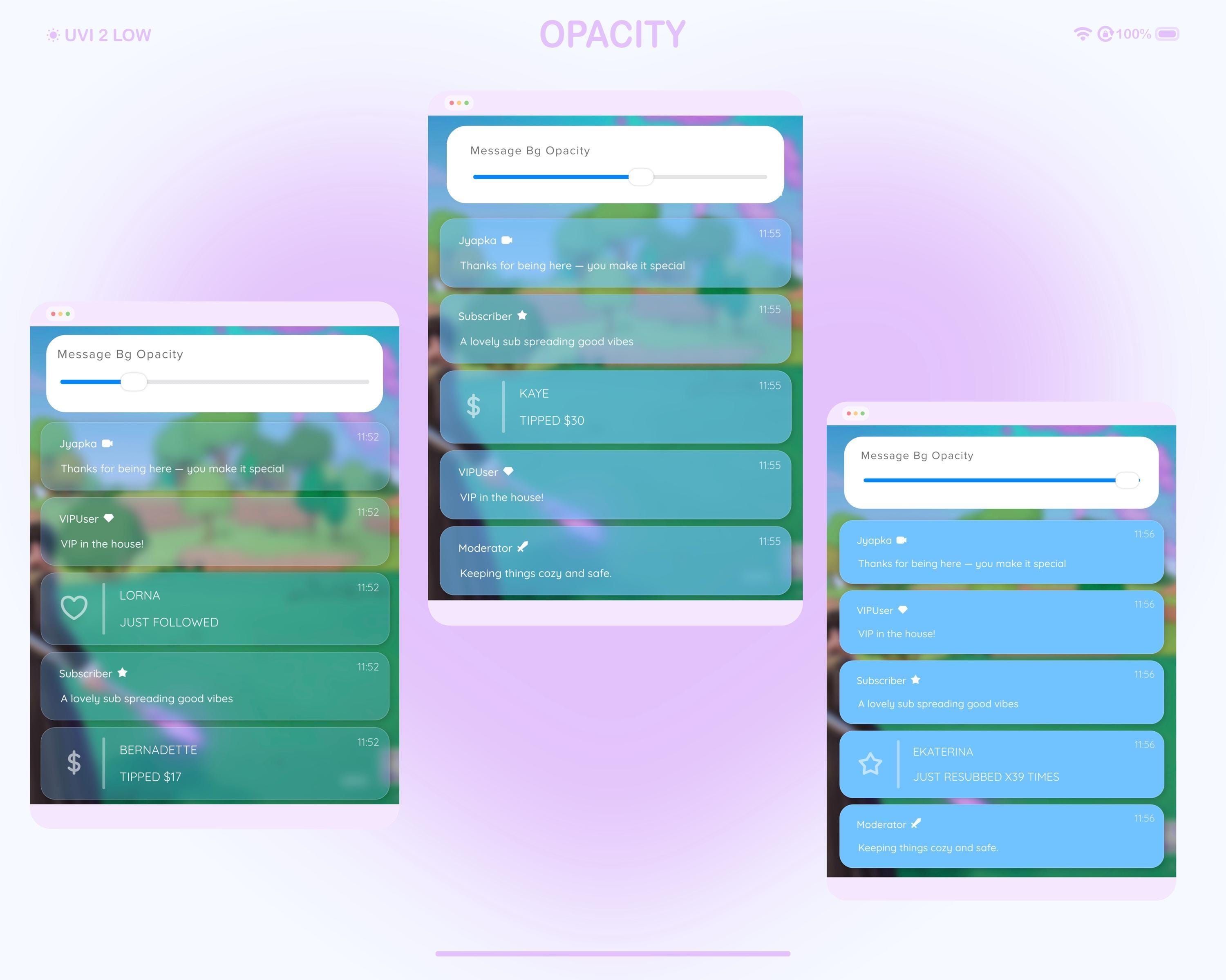 Glass Twitch Chat Widget: Pastel Kawaii Notification Overlay With ...