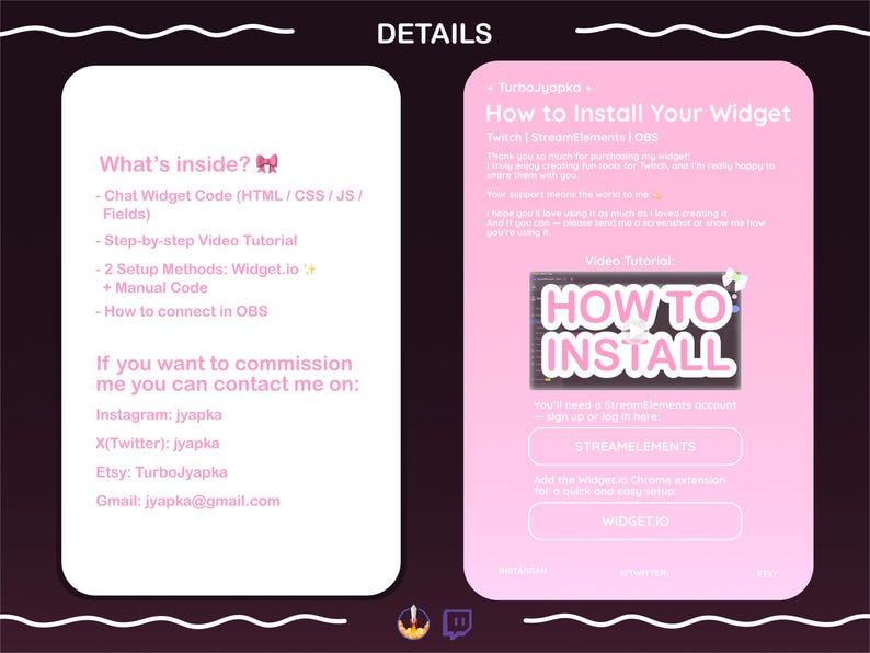 Winter Victorian Bow Twitch Chat Widget: Coquette Overlay With Custom ...