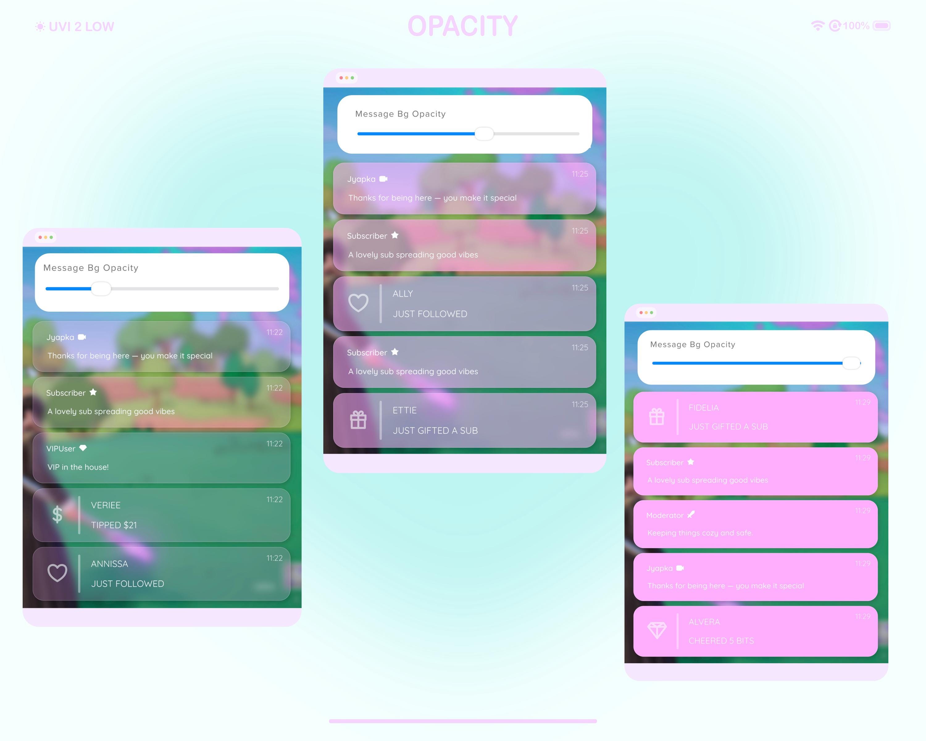 Pastel Glass Twitch Chat Widget: Y2k Dreamy Overlay With Custom Alerts ...