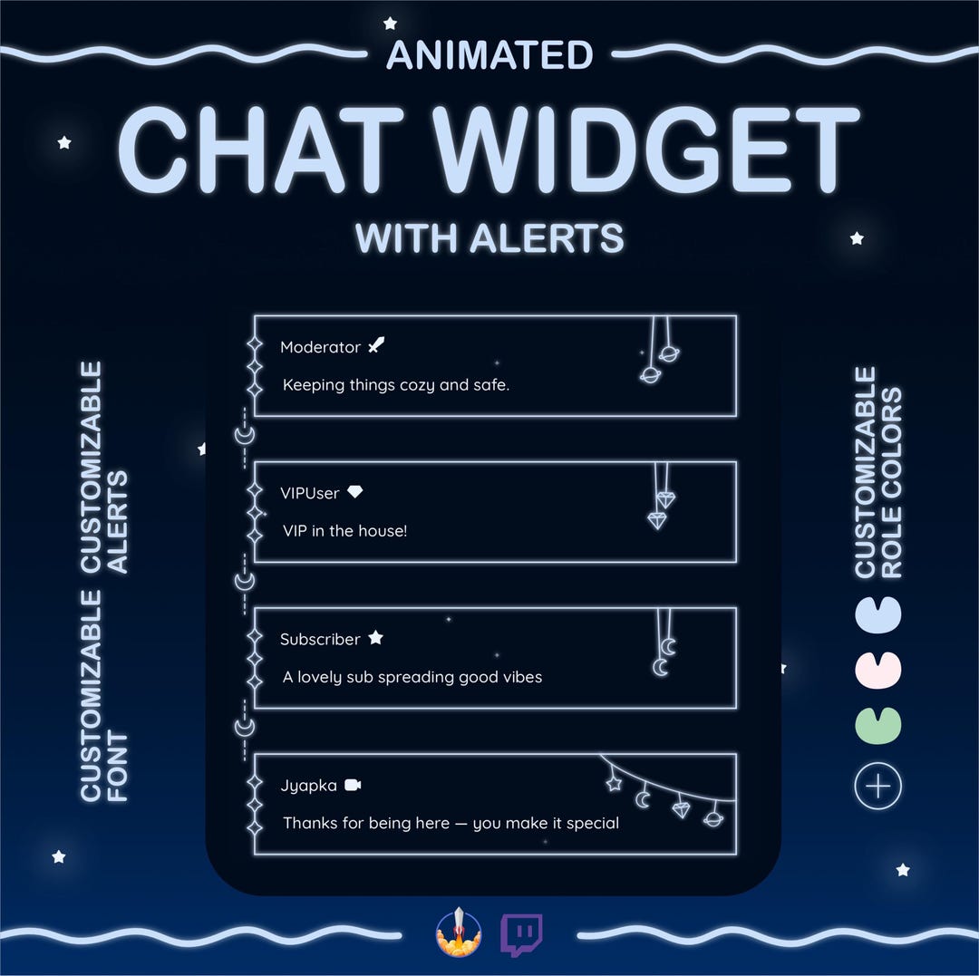 Celestial Glow Animated Twitch Chat Widget: Cosmic Style Overlay ...