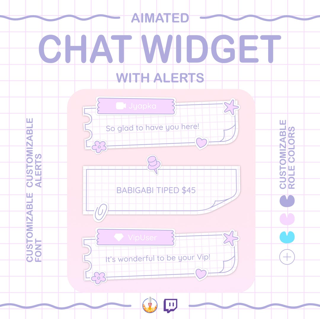 Kawaii Paper Twitch Chat Widget: Animated Scrapbook Stream Overlay With ...