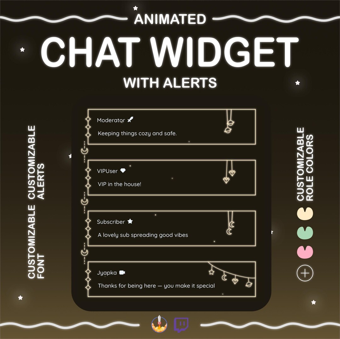 Elegant Celestial Twitch Chat Widget: Animated Cosmic Overlay With ...