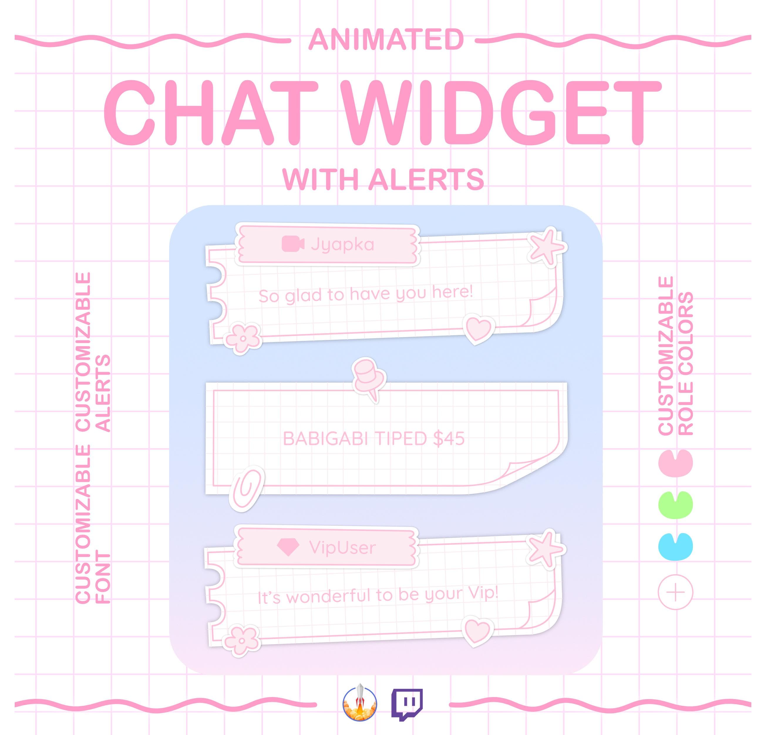 Pastel Scrapbook Twitch Chat Widget: Kawaii Notebook With Stickers ...