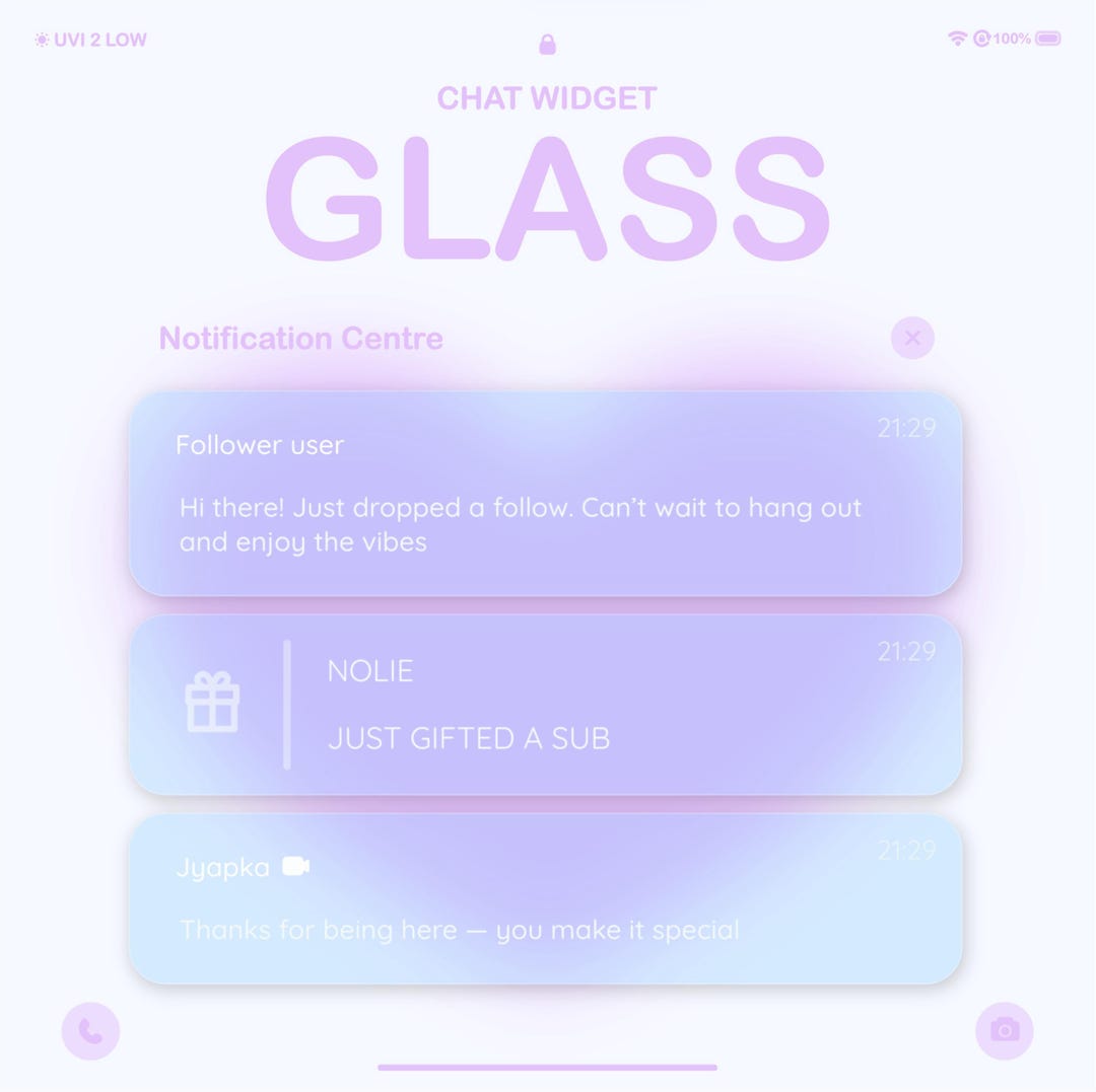 Glass Twitch Chat Widget: Pastel Kawaii Notification Overlay With ...