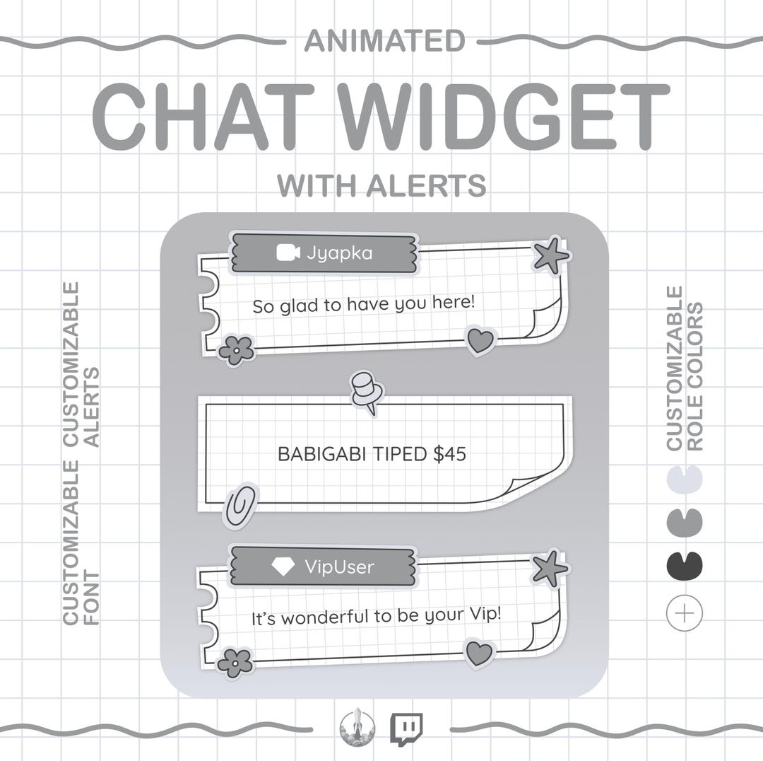 Monochrome Spooky Twitch Chat Widget: Sketch Style Overlay With Alerts ...