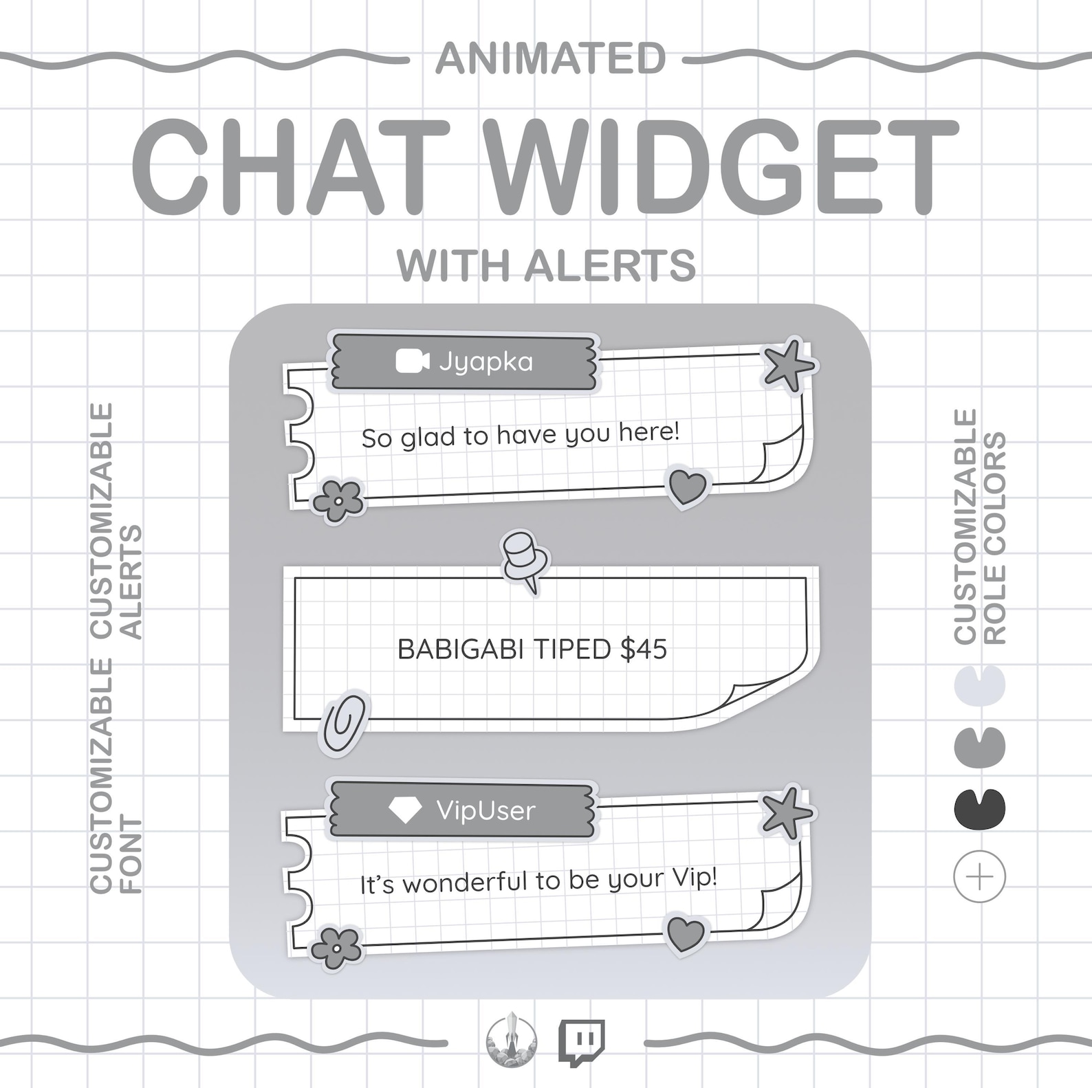 Monochrome Spooky Twitch Chat Widget: Sketch Style Overlay With Alerts ...