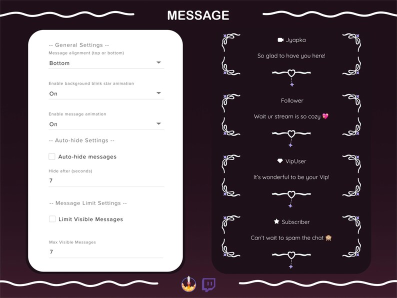 Winter Victorian Bow Twitch Chat Widget: Coquette Overlay With Custom ...