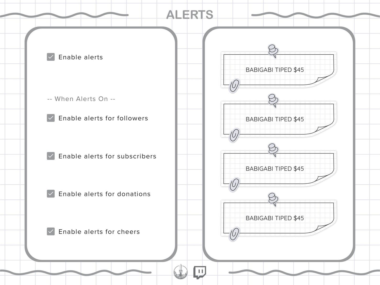 Monochrome Spooky Twitch Chat Widget: Sketch Style Overlay With Alerts ...