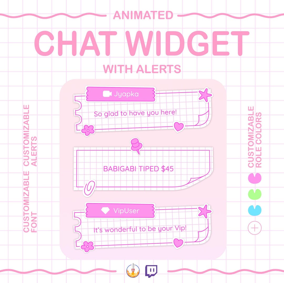 Minimalistic Paper Twitch Chat Widget: Kawaii Animated Overlay With ...