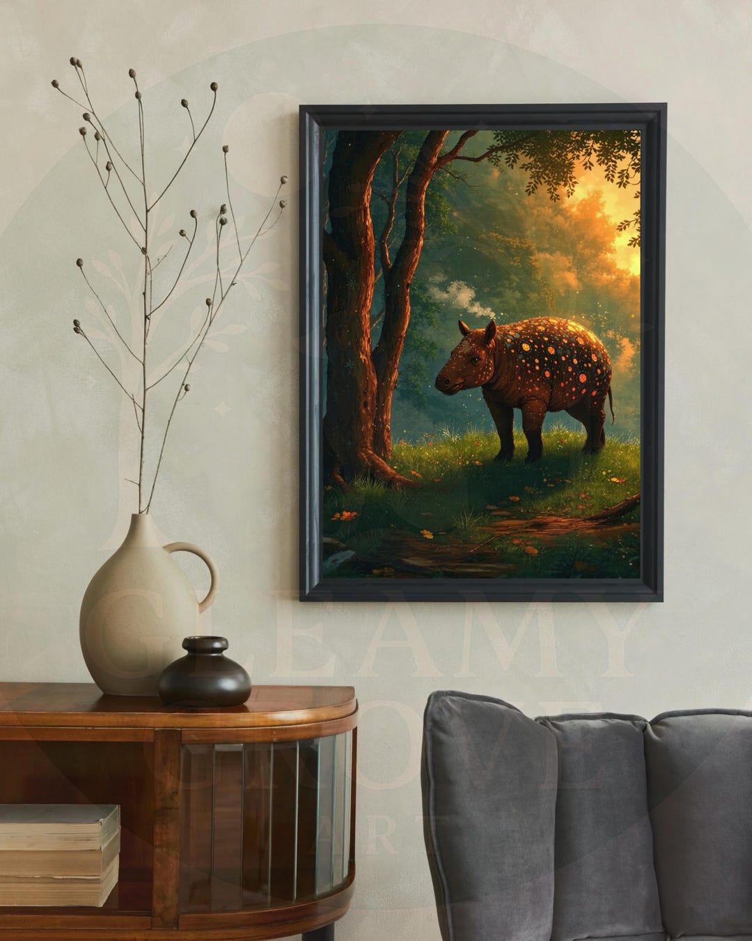 Fantasy Tapir Jungle Wall Art PNG – Enchanted Forest Animal Digital ...