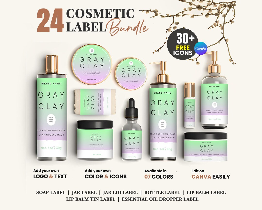 Editable Cosmetic Label Templates, Stylish Cosmetic Product Label ...