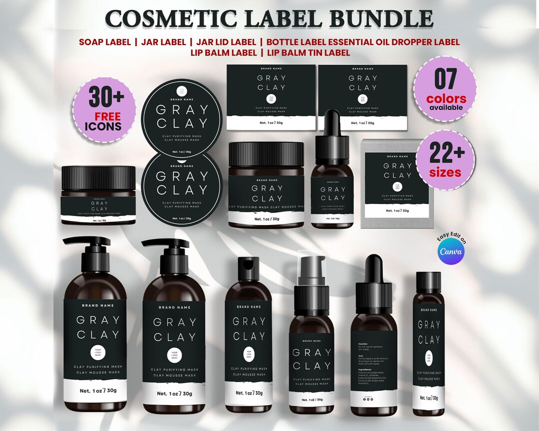 Editable Cosmetic Label Templates, Stylish Cosmetic Product Label ...